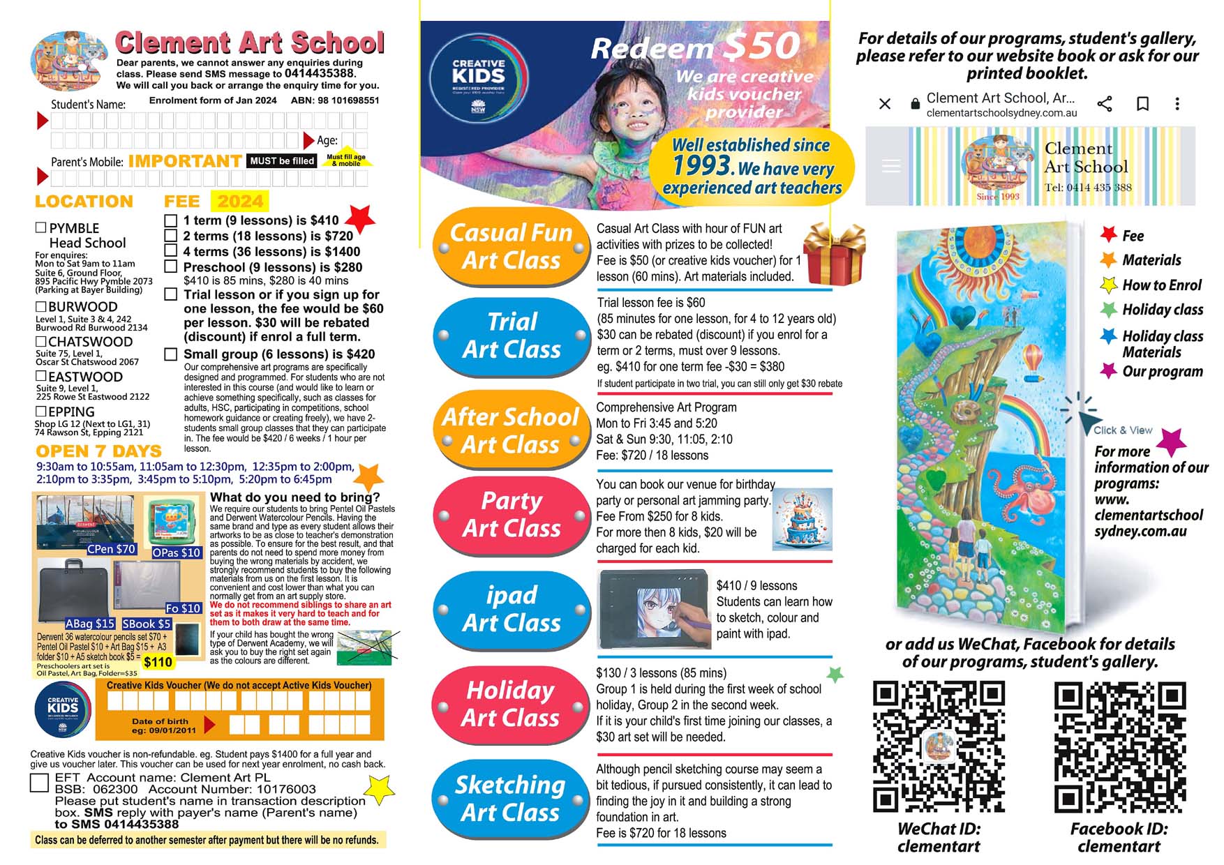 Enrolment form 2024 Jan web | Clement Art School